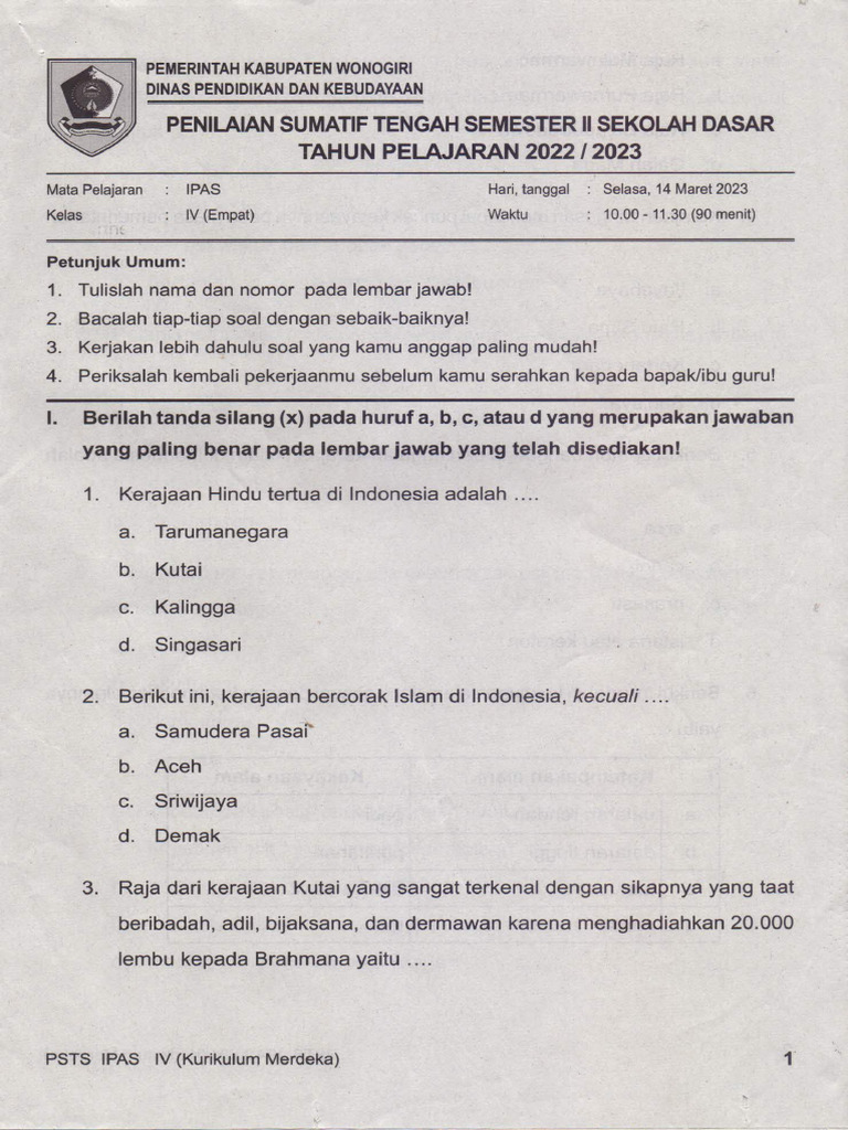 PTS Ii - Ipas - Kelas 4 | PDF