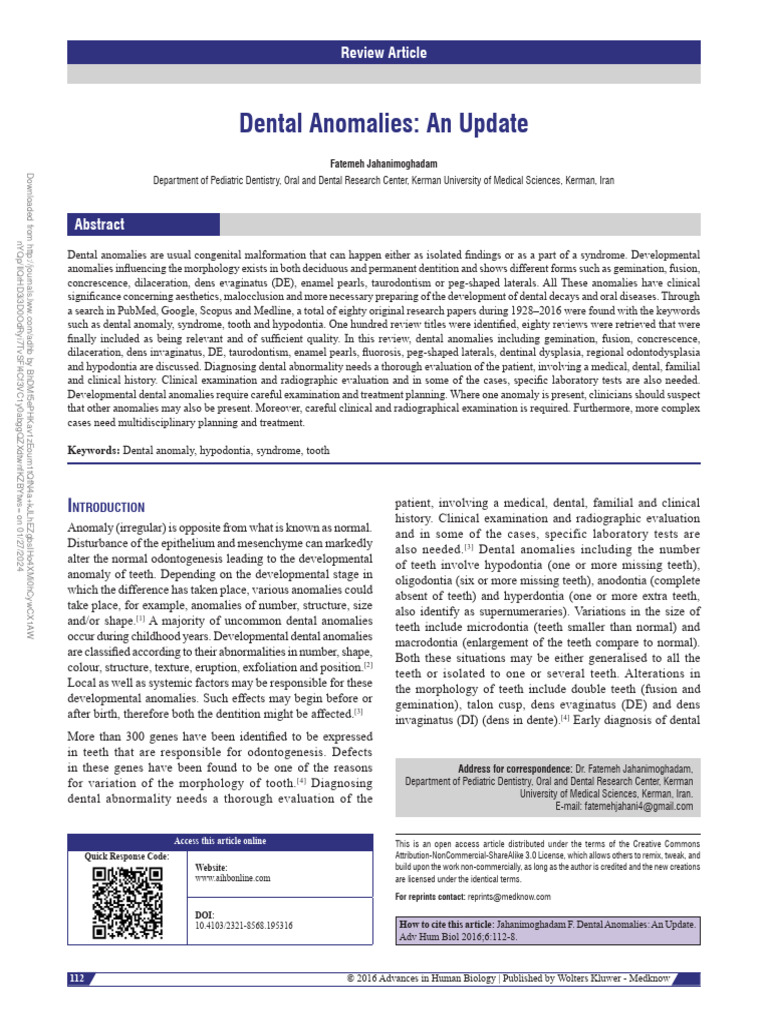 Understanding Dental Anomalies Explained | PDF | Dental Anatomy | Human ...