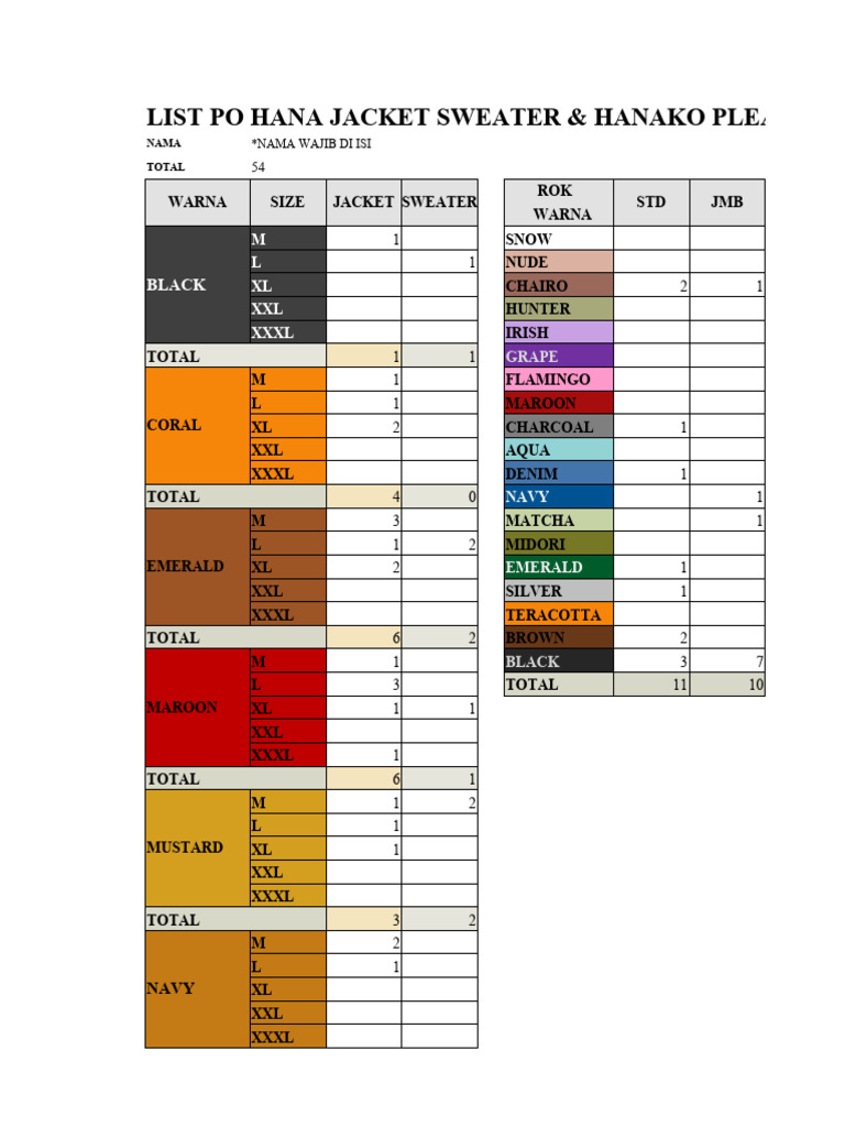 HANA Jacket Sweater & Pleatskirt Listing | PDF