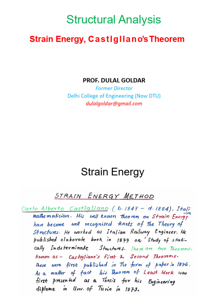 Strain Energy Castigliano's Method-18-4-24 | PDF | Deformation ...