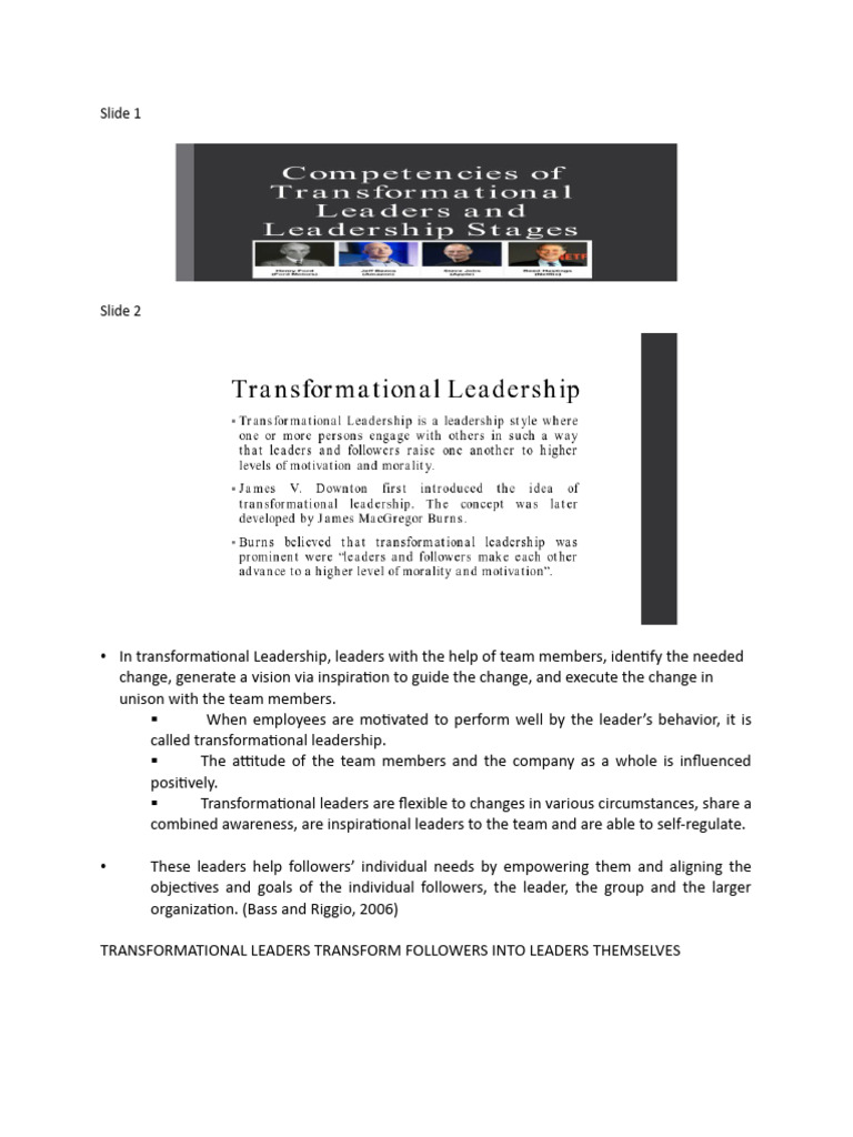 Slide 1 | PDF | Leadership | Transformational Leadership