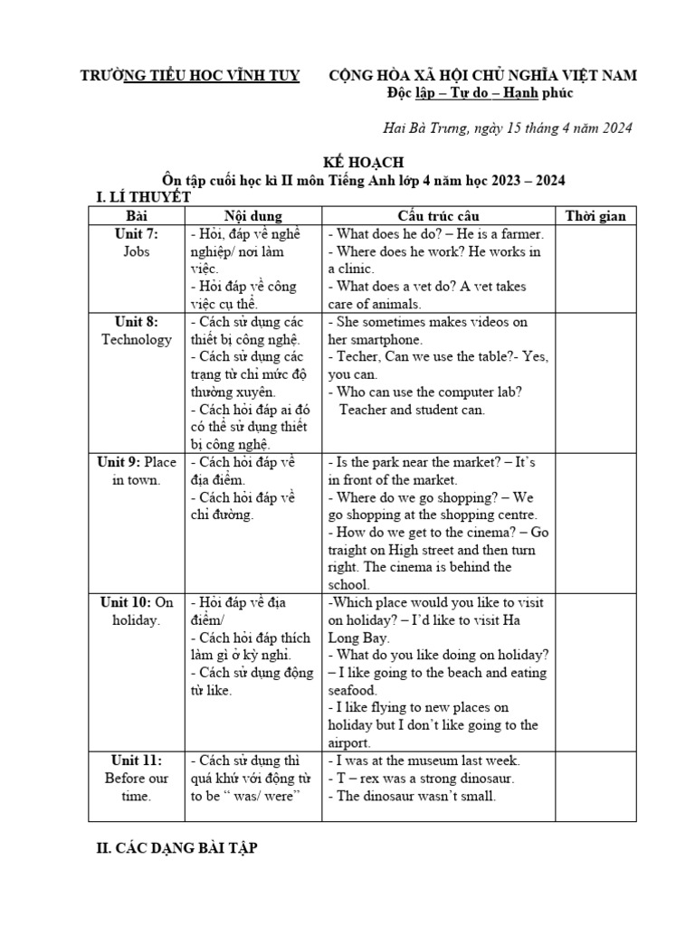 Đề cương LỚP4 HK2 | PDF