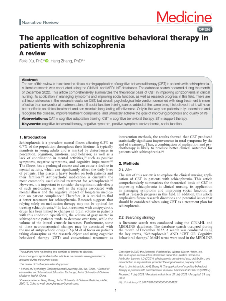 Medi 102 E34827 | PDF | Cognitive Behavioral Therapy | Schizophrenia