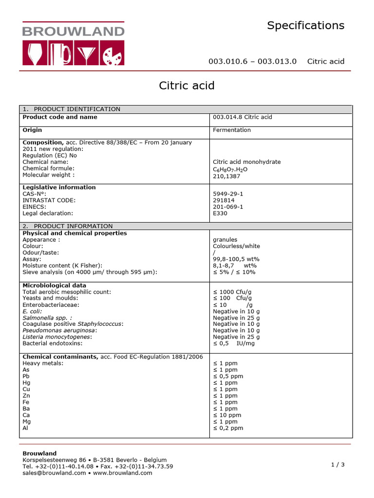 Citric Acid | Download Free PDF | Chemical Compounds | Chemistry