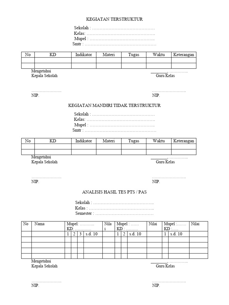 Contoh Form Adm Guru Kelas | PDF