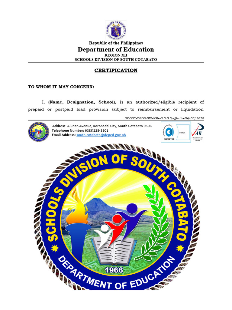 Department of Education: Certification | PDF | Career & Growth ...