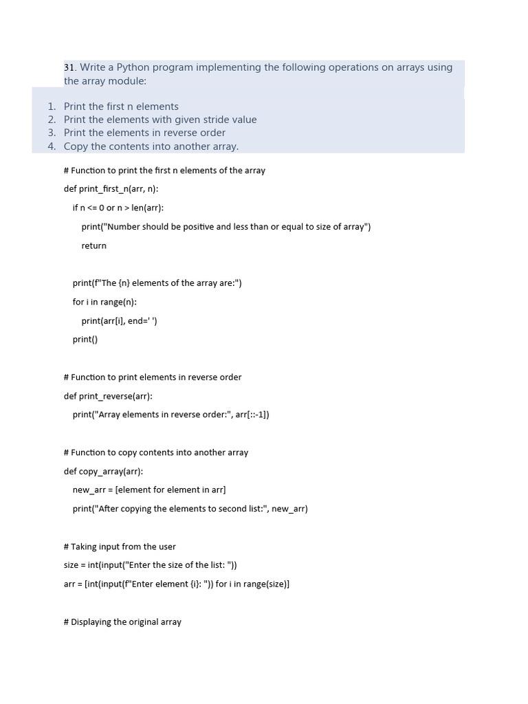 Python Array and Matrix Operations Guide | PDF | Matrix (Mathematics ...