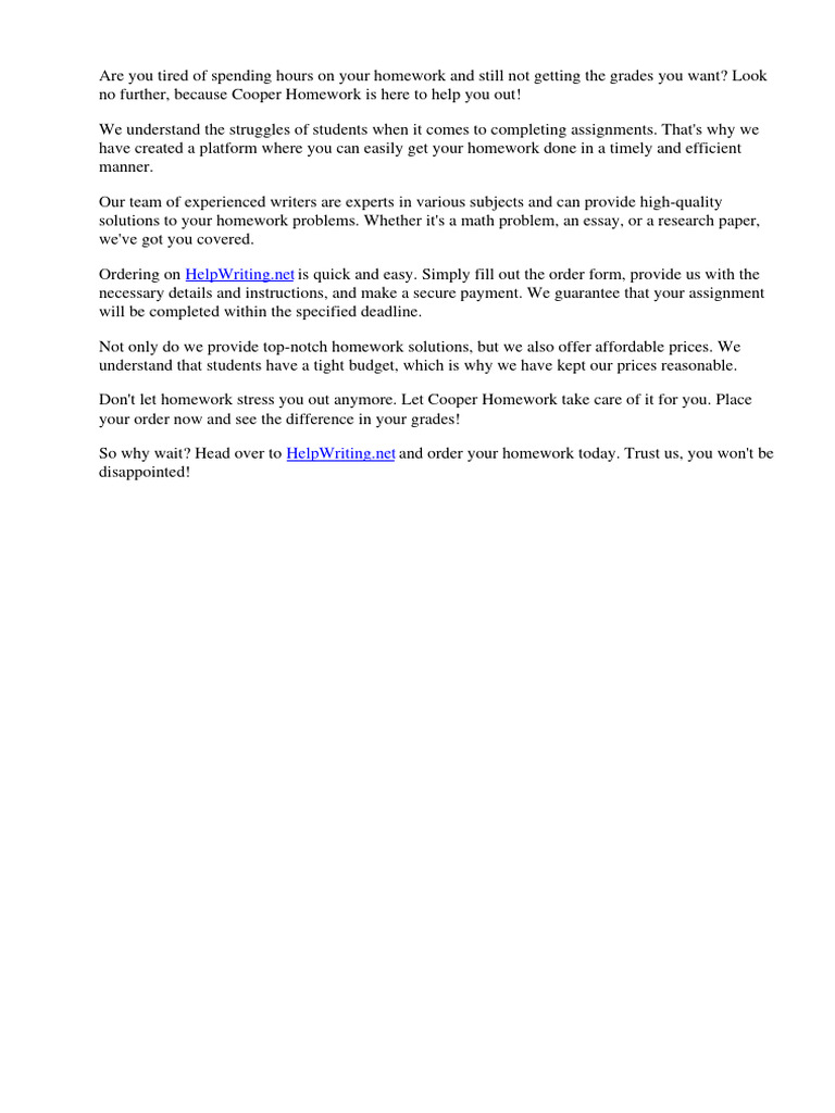 Cooper Homework - Get Your Assignments Done Efficiently | PDF ...