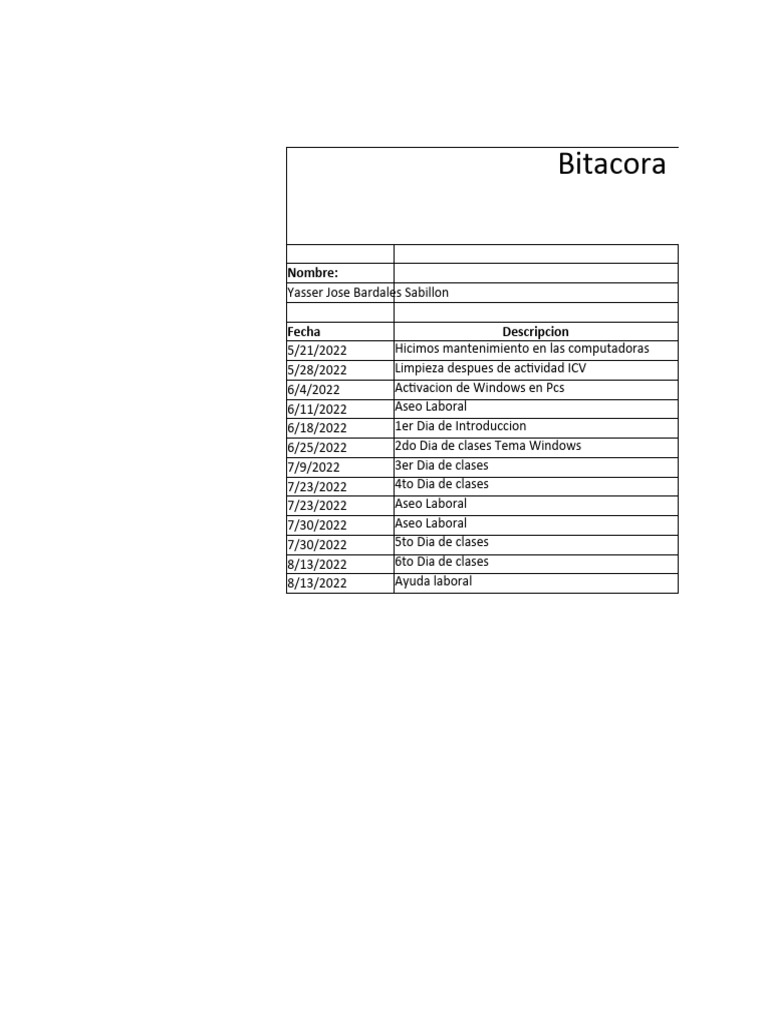 Bitacora Editable | PDF