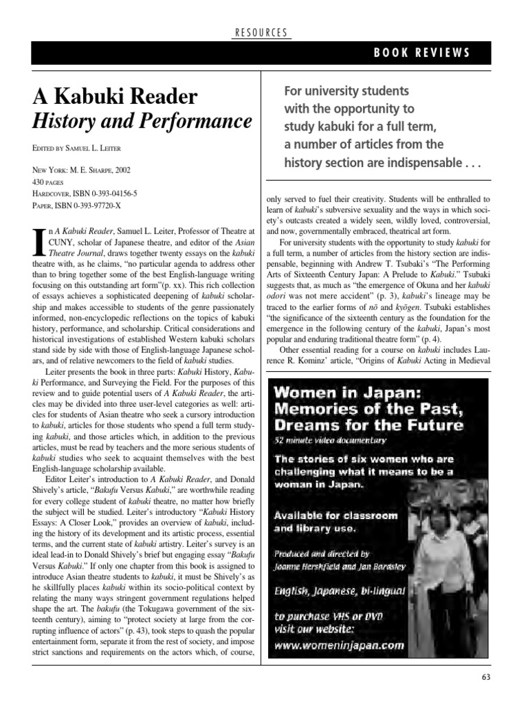 A Kabuki Reader History and Performance | PDF | The Arts | Theatre
