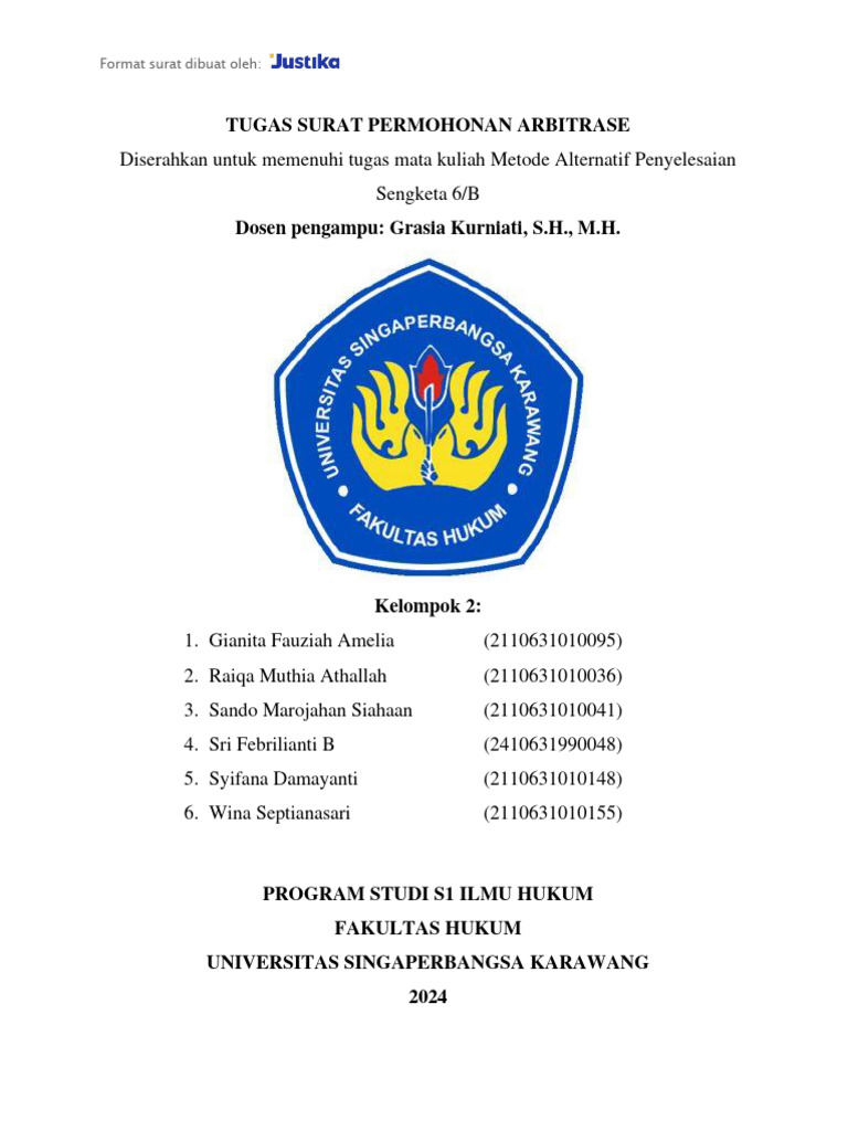 Surat Permohonan Arbitrase | PDF