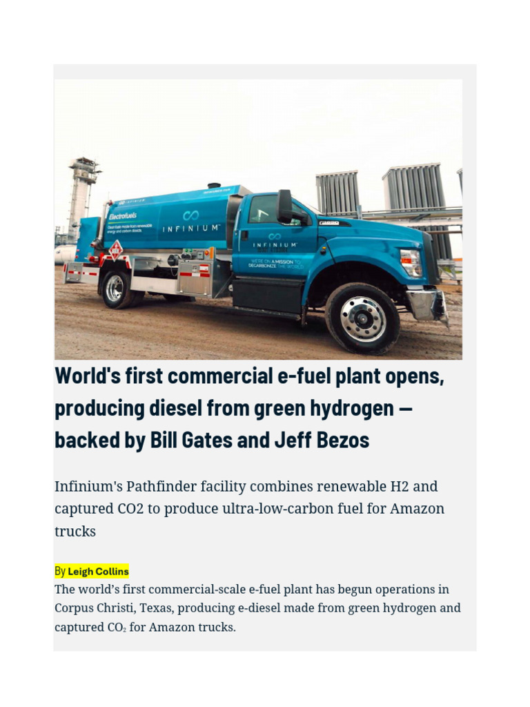 World's First E-Fuel Plant Opens | PDF | Nature | Environmental Technology
