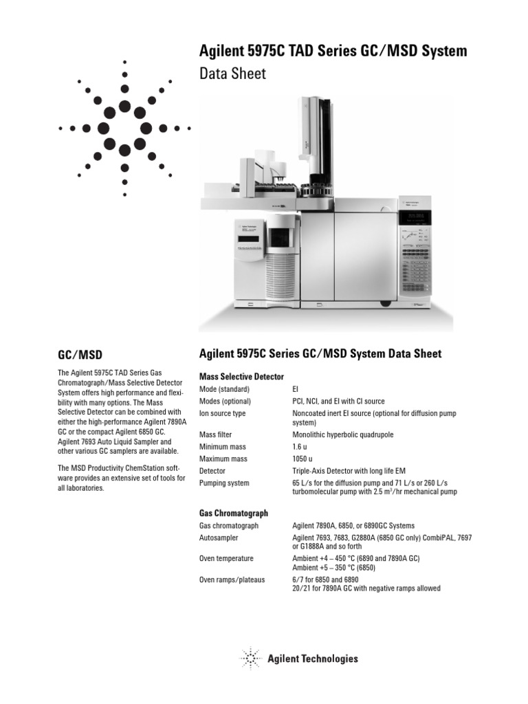5975C TAD Datasheet | PDF | Gas Chromatography | Gas Chromatography ...