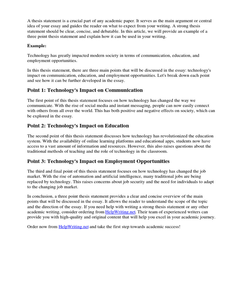 Three Point Thesis Statement Example | PDF | Essays | Thesis