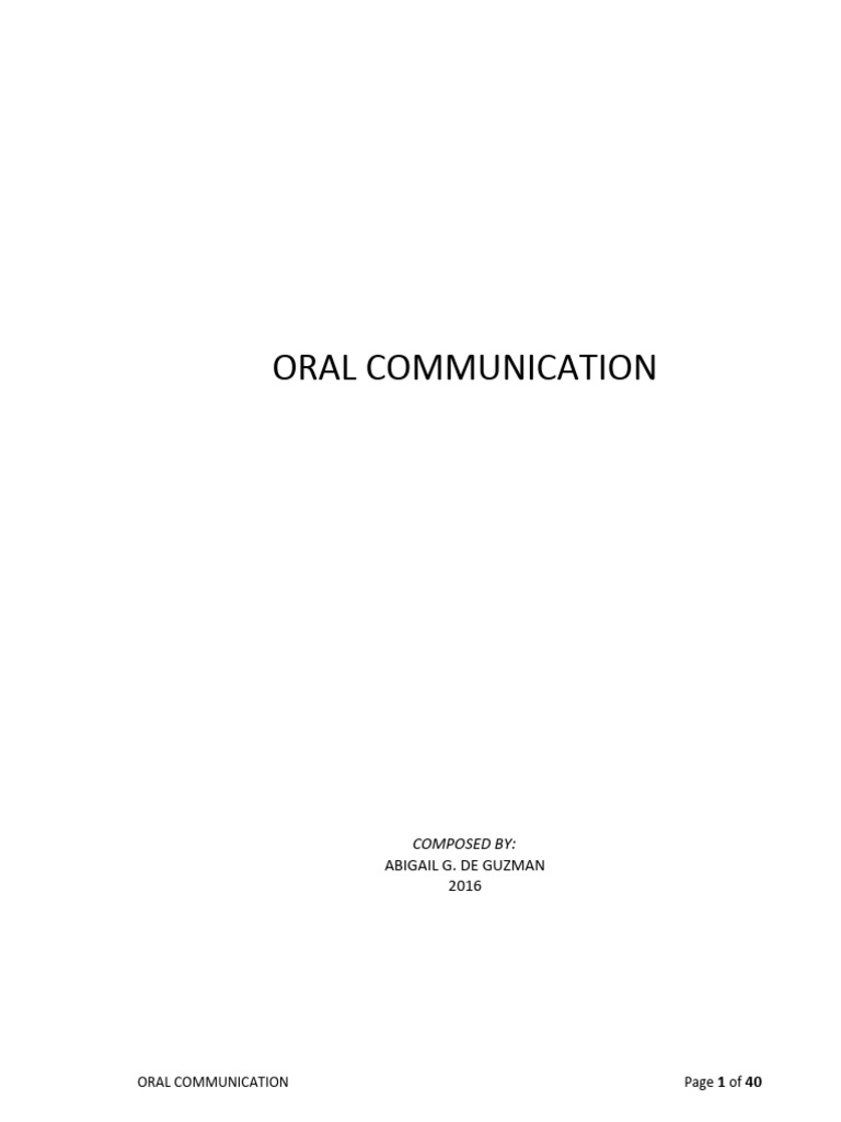 Oral Communication | PDF | Communication | Nonverbal Communication