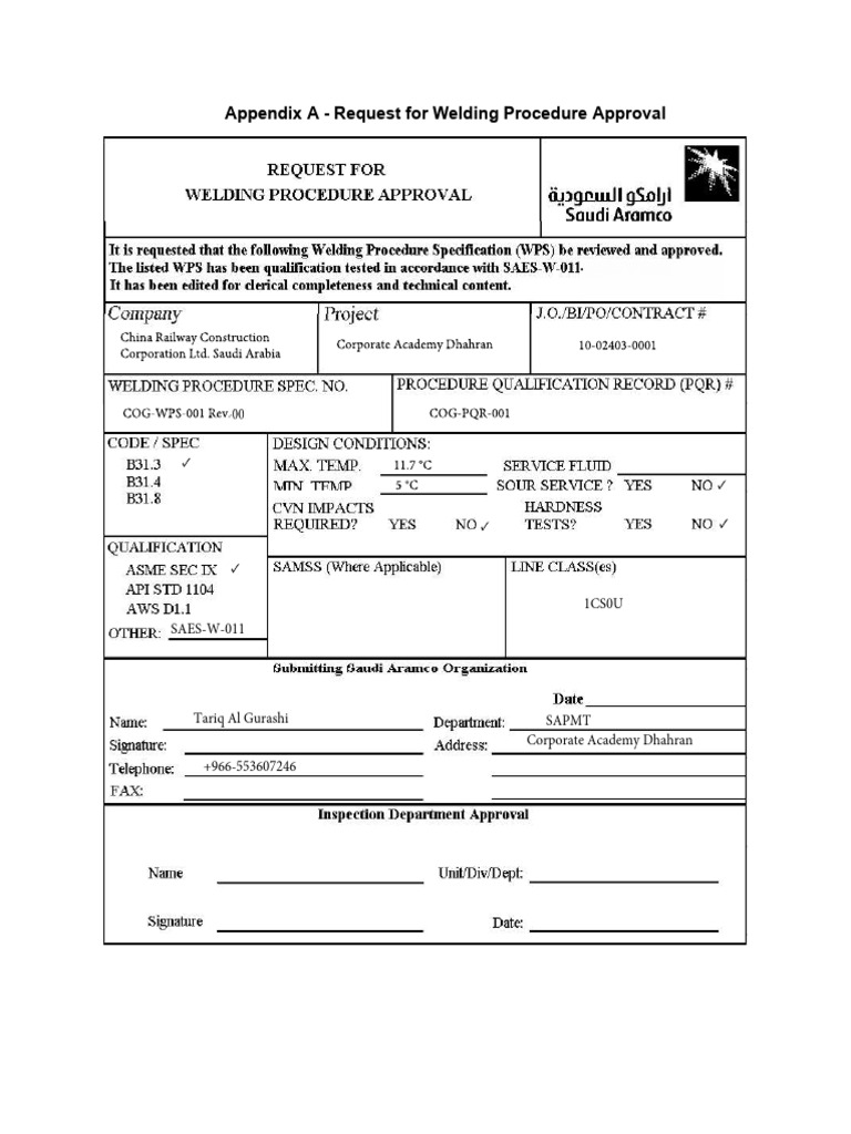 Welding Procedure Approval Request | PDF | Technology & Engineering