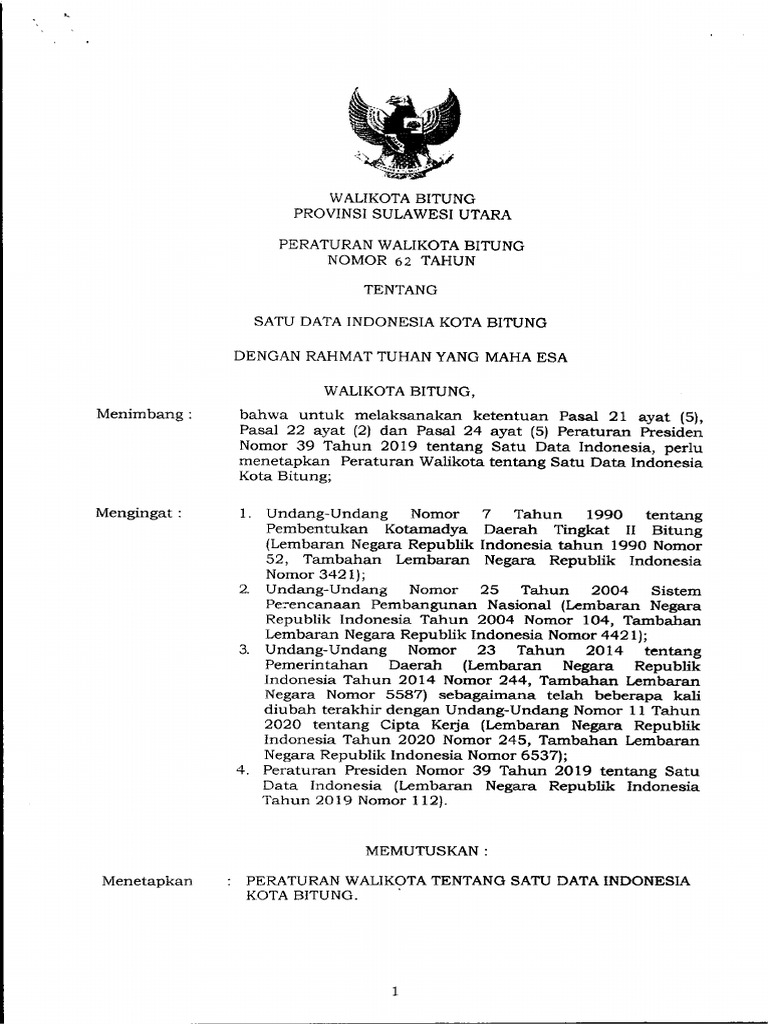 F2301 585 Indikator 43 Perwa Satu Data | PDF