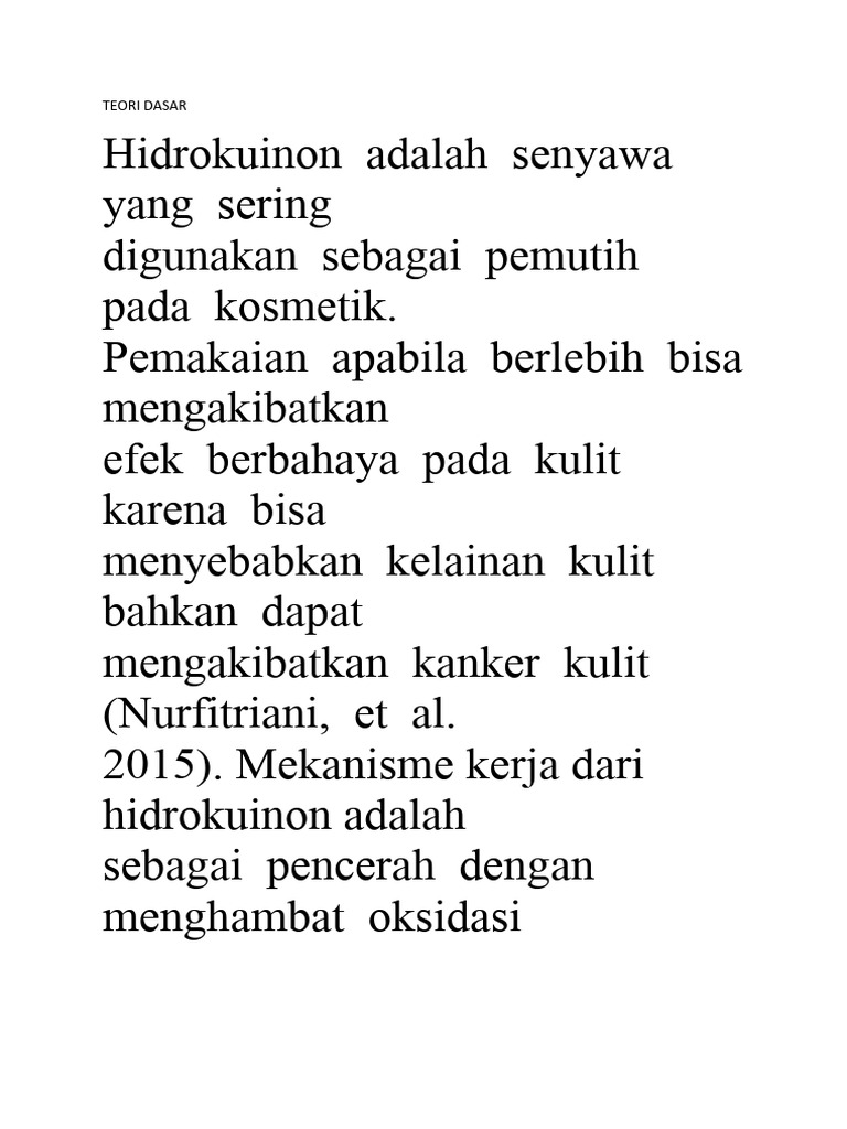 TEORI DASAR Laprak Hidrokuinon | PDF