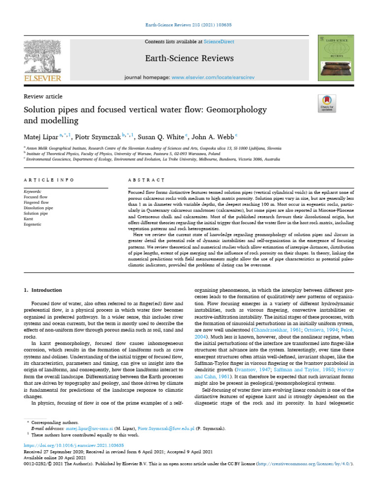 Solution Pipes and Focused Vertical Water Flow - Geomorphology and ...