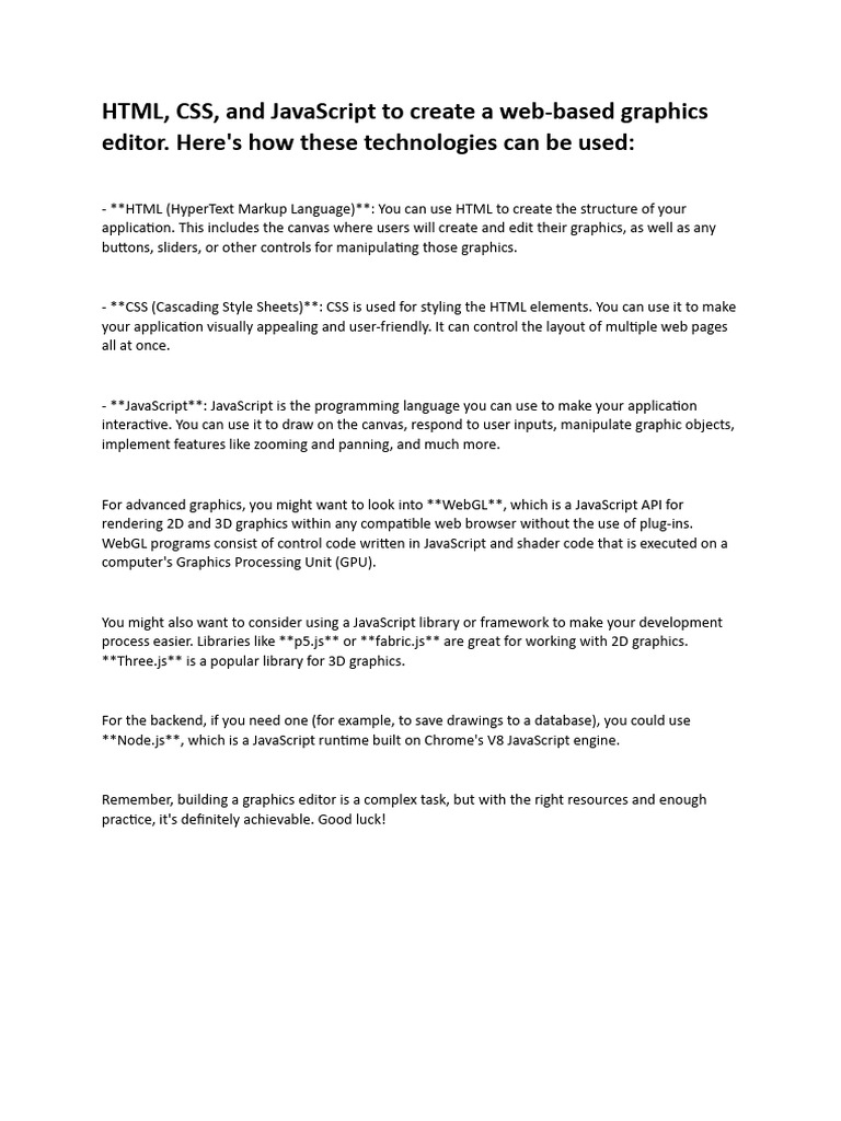 Web Graphics Editor Guide | PDF | Web Gl | Java Script