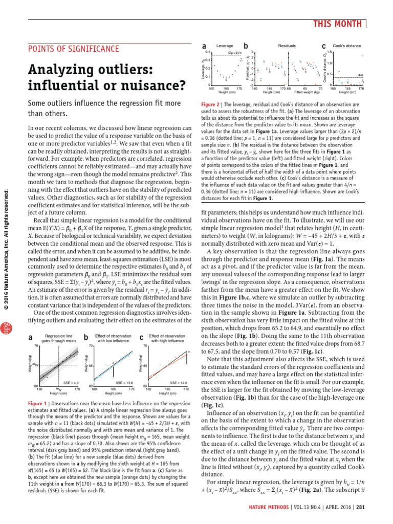 Estadistica, Articulo, Analyzing Outliers: Influential or Nuisance? | PDF | Errors And Residuals ...