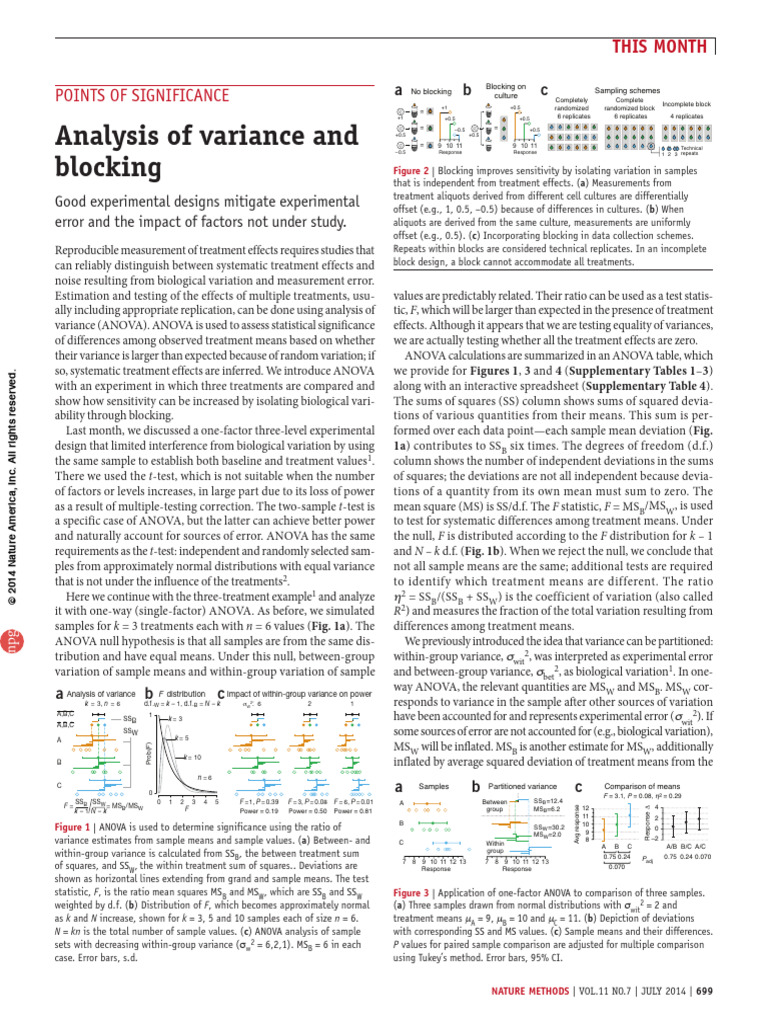 Estadistica, Articulo, Analysis of Variance and Blocking. | PDF | Analysis Of Variance | Variance