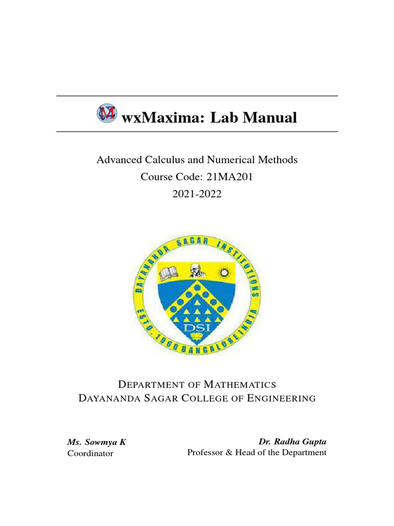 Lab Manual Wxmaxima | PDF | Mathematics | Algebra