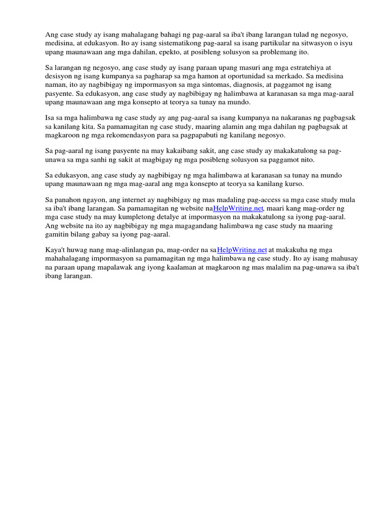 Halimbawa Ng Case Study | PDF