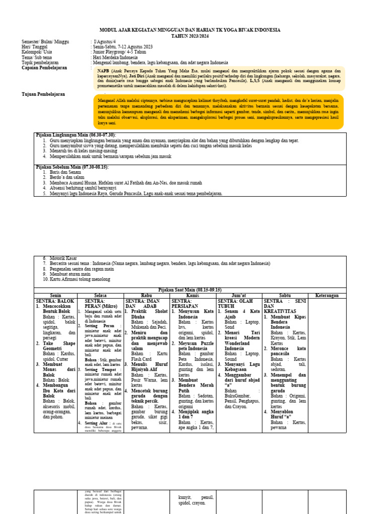 RPPM Dan RPPH Minggu Ke 4 | PDF