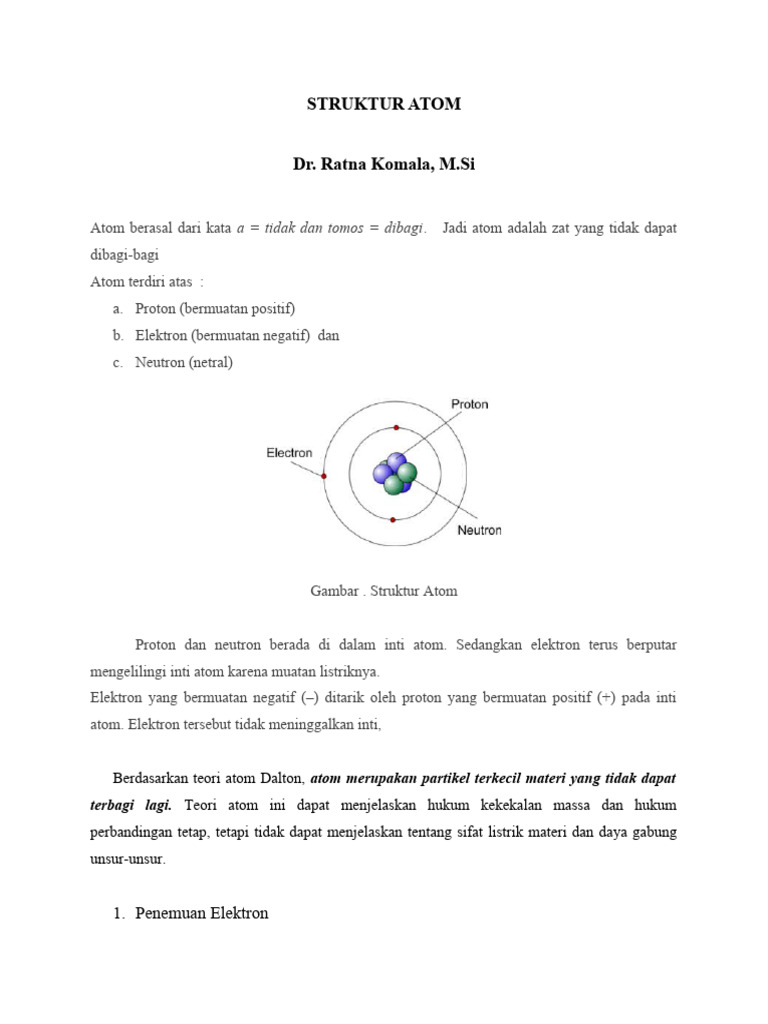 Struktur dan Partikel Atom Dasar | PDF | Sains & Matematika | Teknologi ...