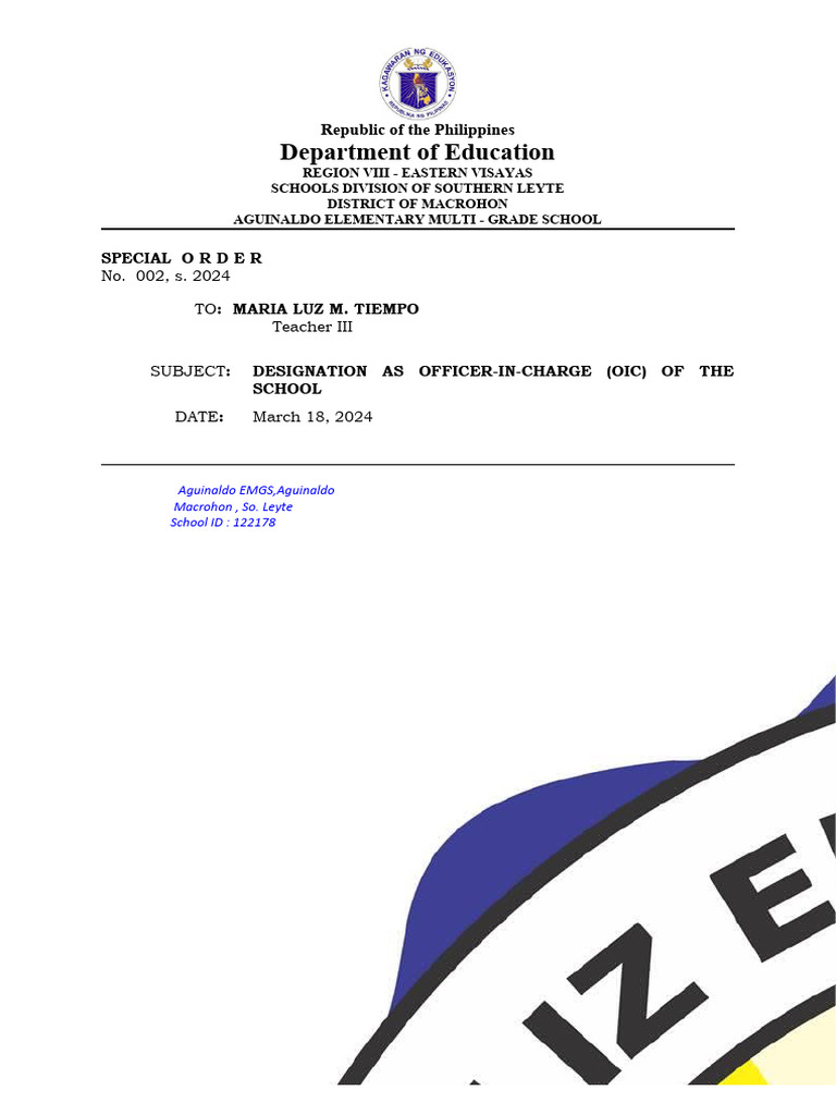 Special Order Template For Oic | PDF