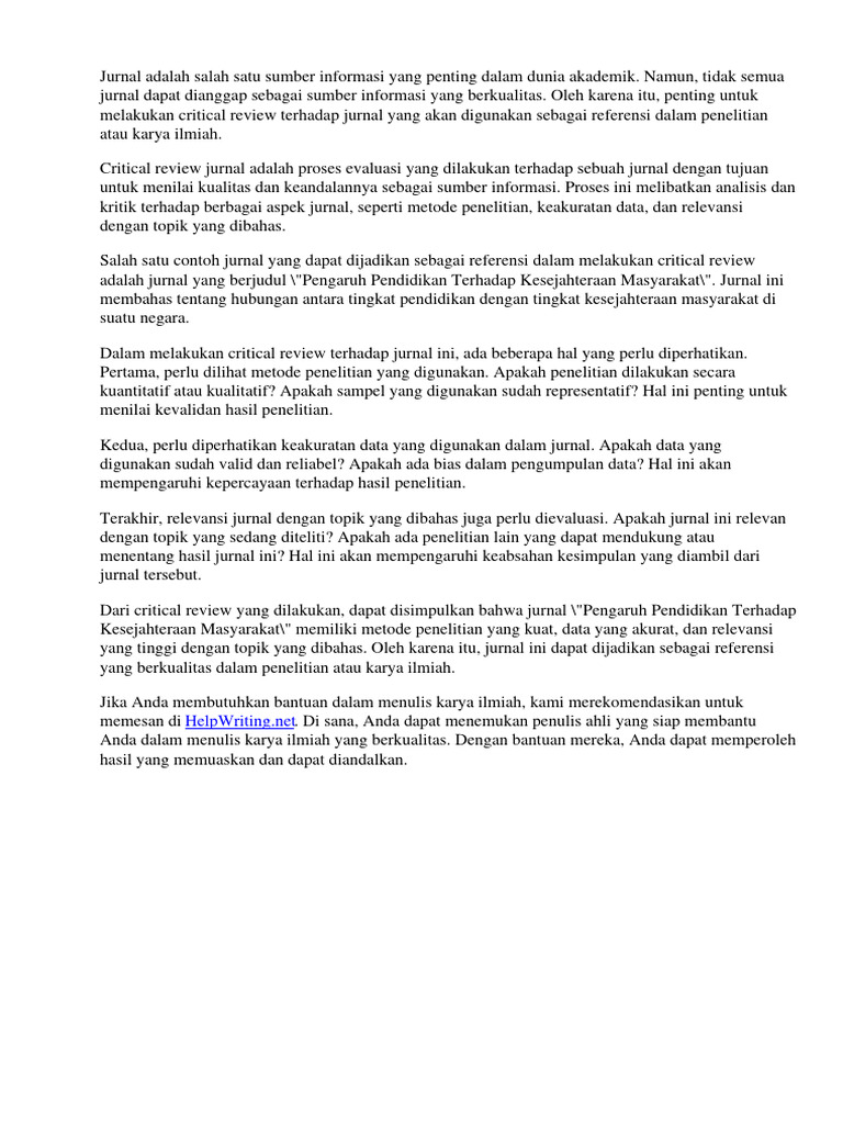 Contoh Critical Review Jurnal Pdf