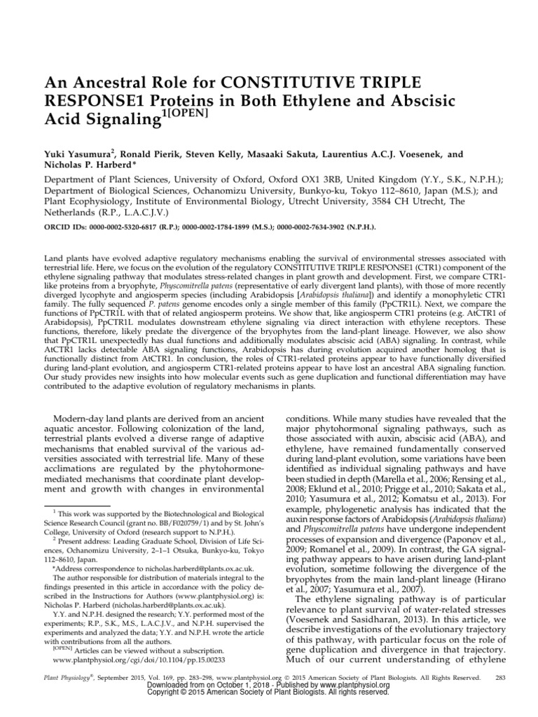 An Ancestral Role for CONSTITUTIVE TRIPLE RESPONSE1 Proteins in Both ...