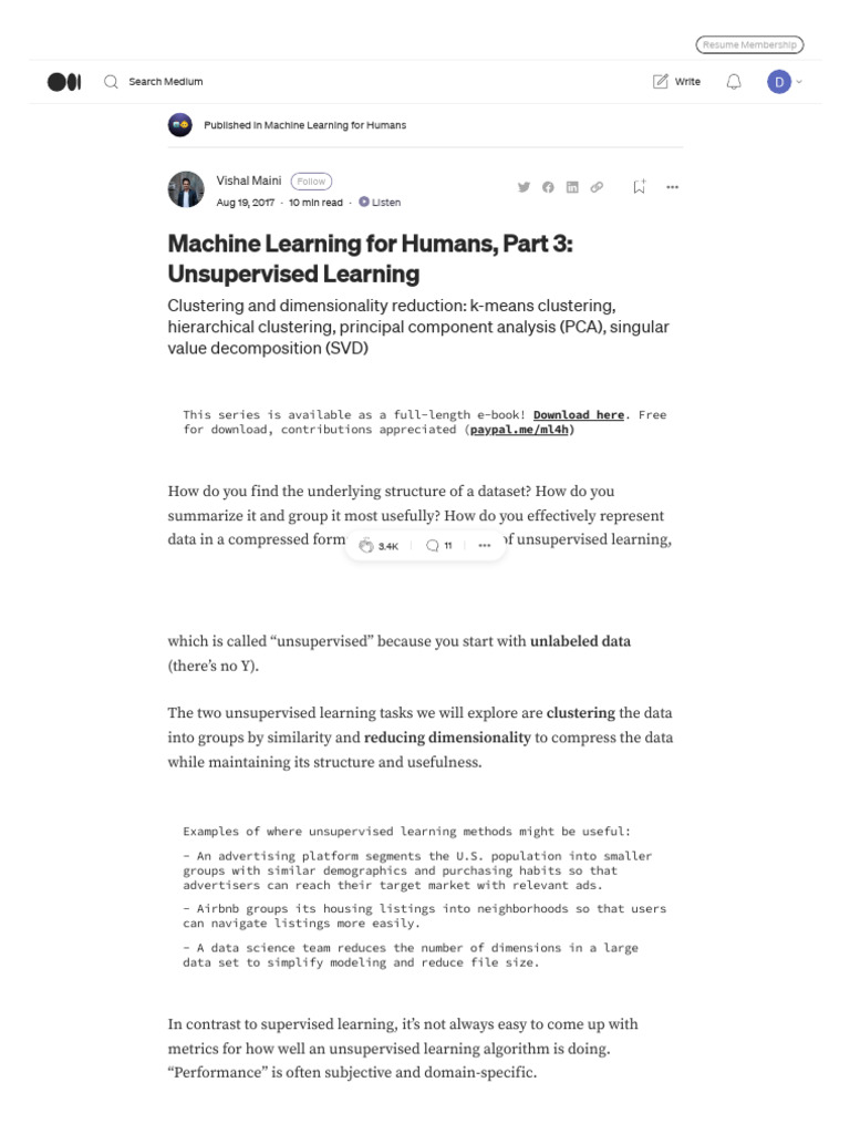 Machine Learning For Humans, Part 3 - Unsupervised Learning - by Vishal Maini - Machine Learning ...