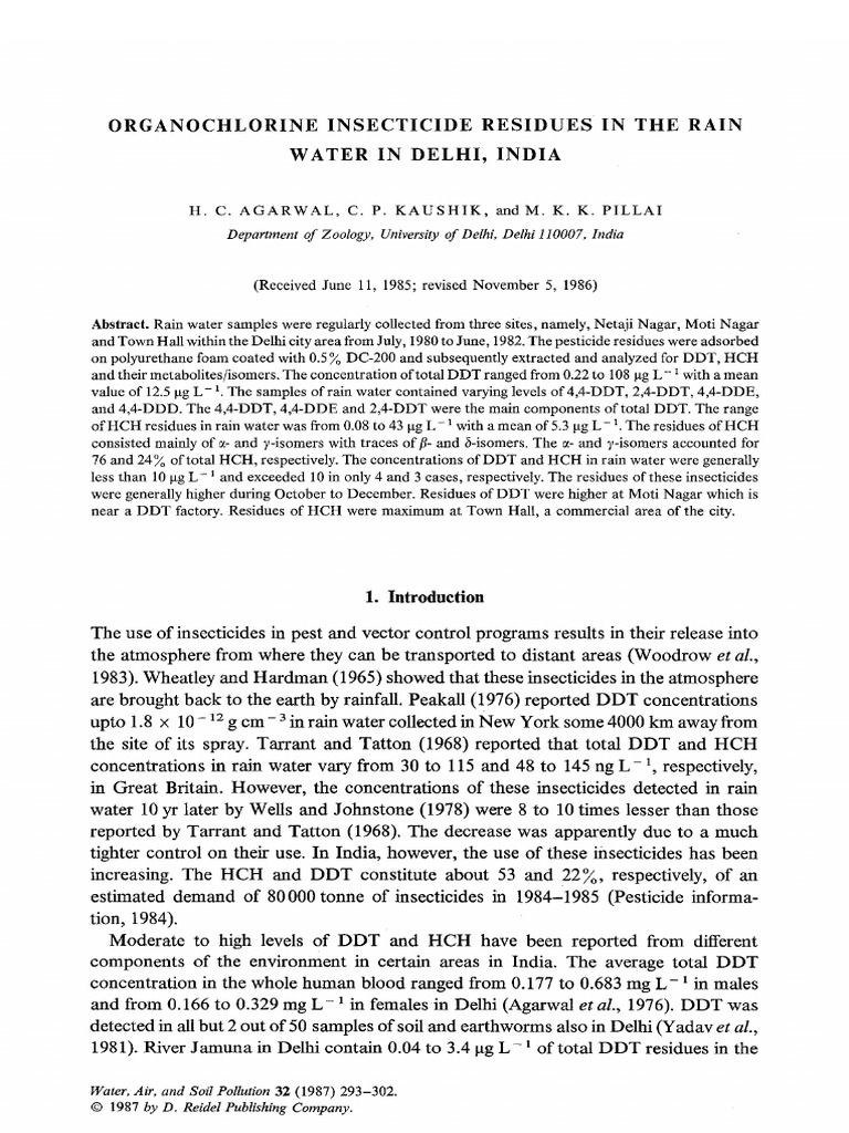 Agarwal OCP Rainwater 1986 | PDF | Gas Chromatography | Chromatography