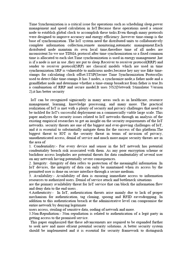 Time Synchronization Is A Critical Issue For Opera Pdf Internet Of Things Security