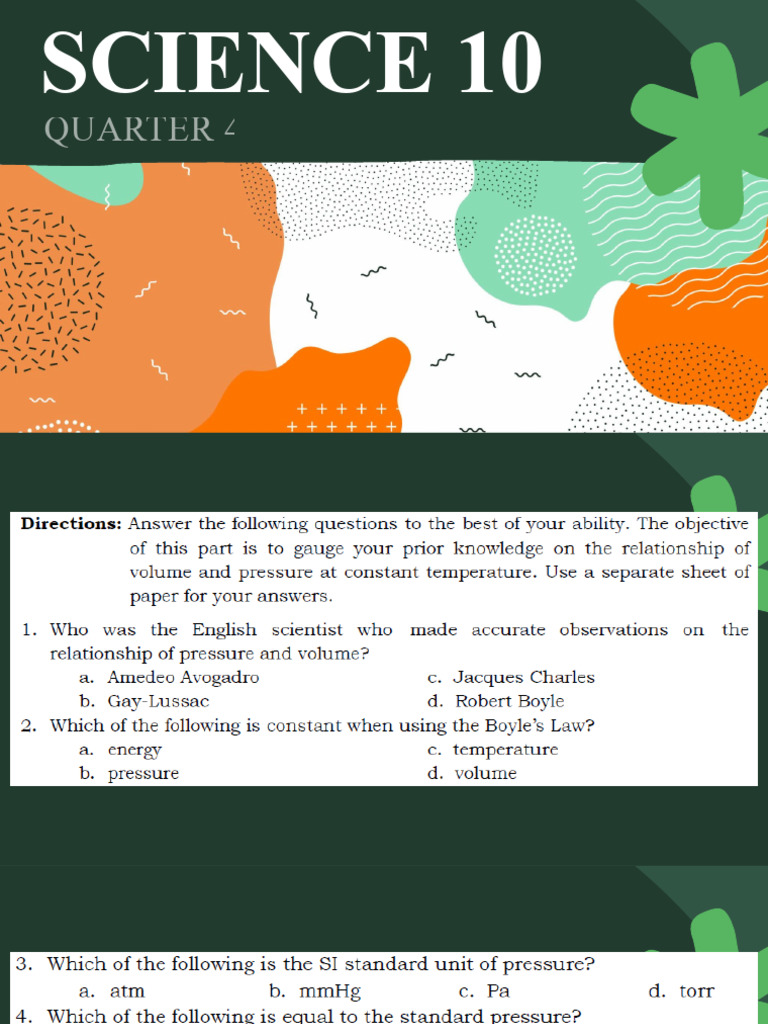 MODULE 1 Lesson 1 | PDF | Gases | Pressure