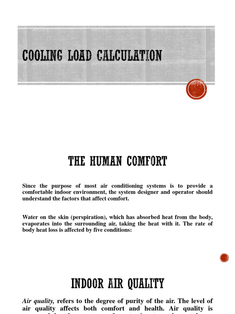 Cooling Load Calculation Guide | PDF | Air Conditioning | Atmosphere Of ...