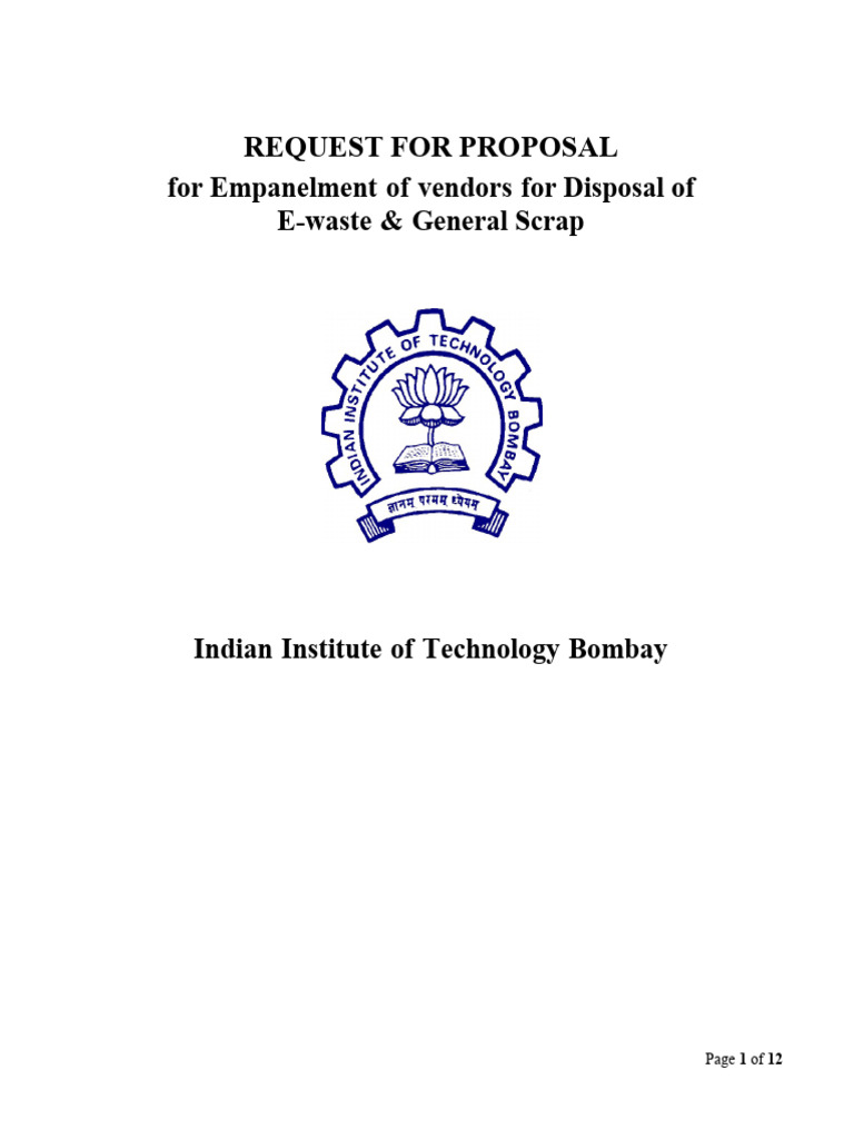 RFP For Empanelment of Scrap Vendors | PDF | Request For Proposal | Auction