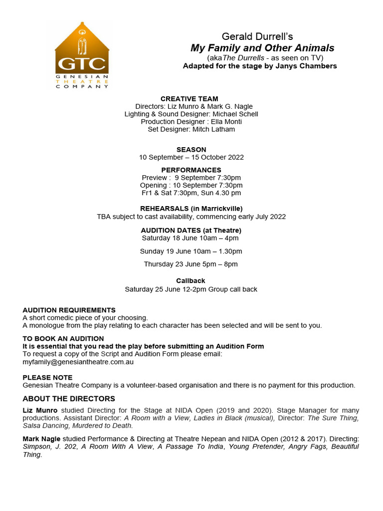 My Family Audition Notice | PDF | Audition