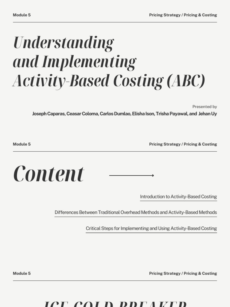 Group 1 - Activity-Based Costing | PDF | Cost Accounting | Pricing