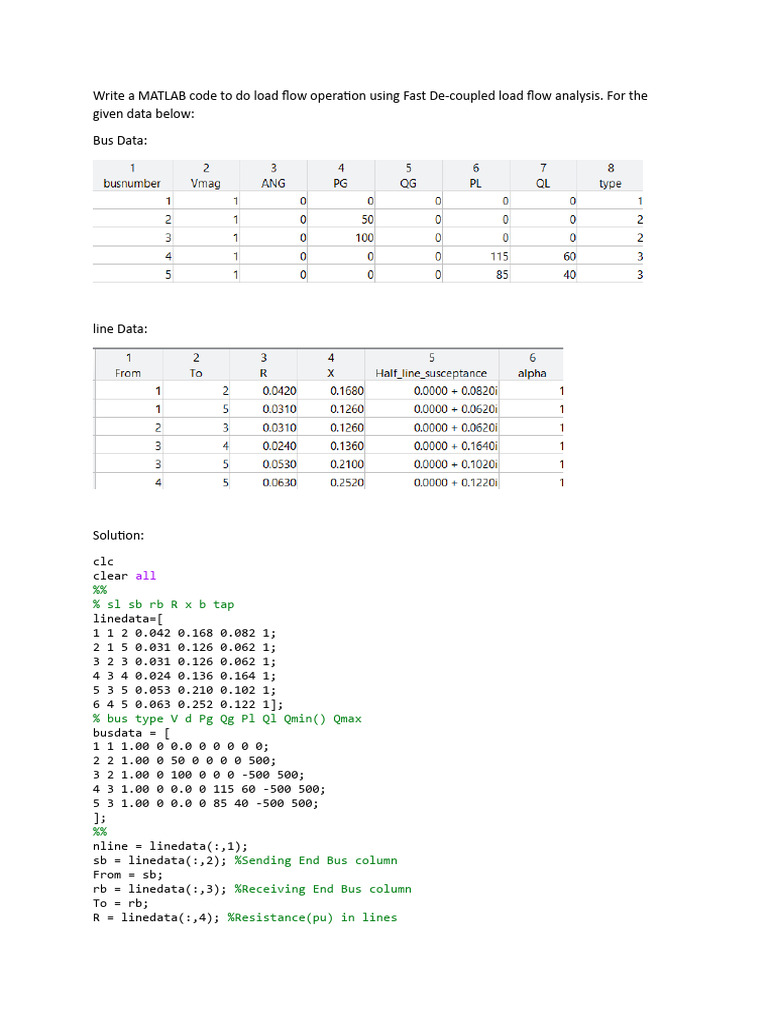 MATLAB Fast Decoupled Load Flow Code | PDF | Electronic Engineering ...