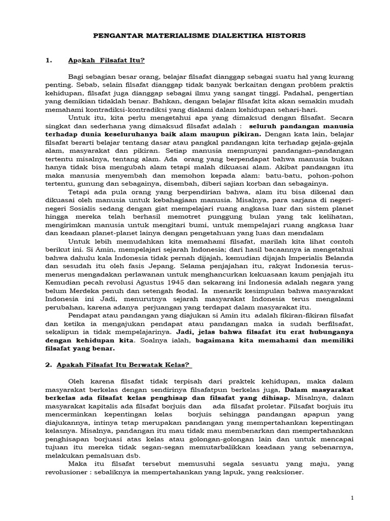 Pengantar Materialisme Dialektika Historis | PDF | Ilmu Sosial | Filsafat