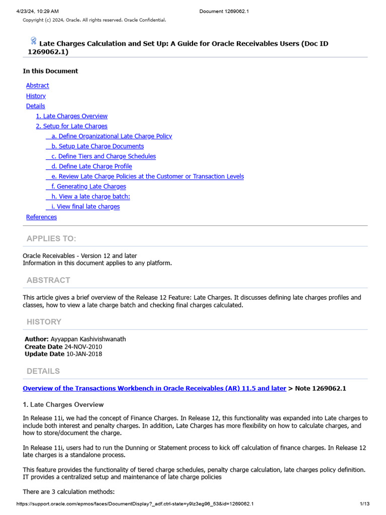 Late Charges Calculation and Set Up A Guide For Oracle Receivables ...