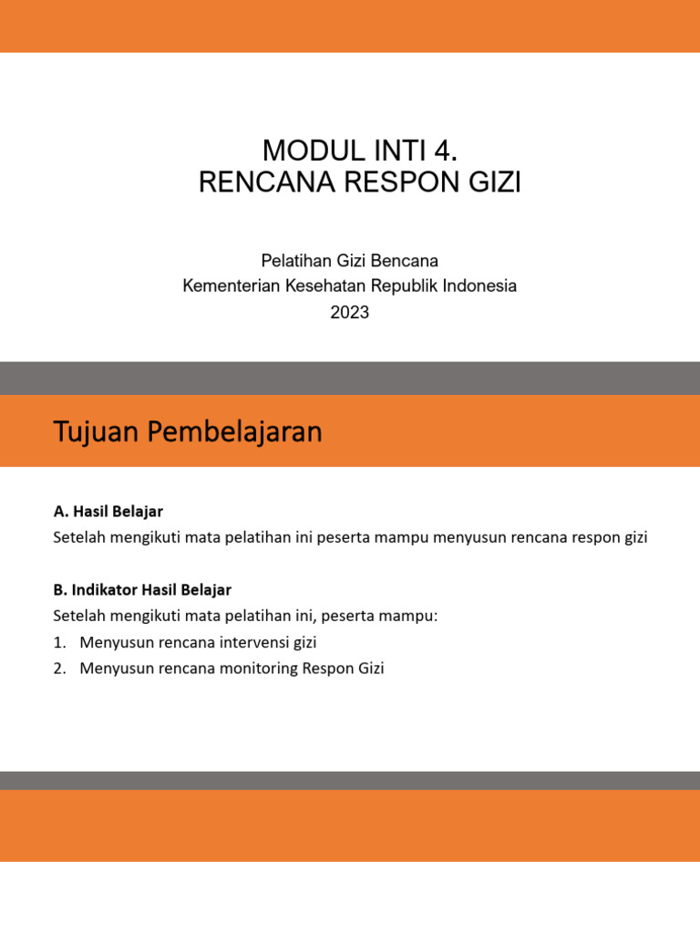 MPI 4. RENCANA RESPON GIZI Tanggap Darurat | PDF