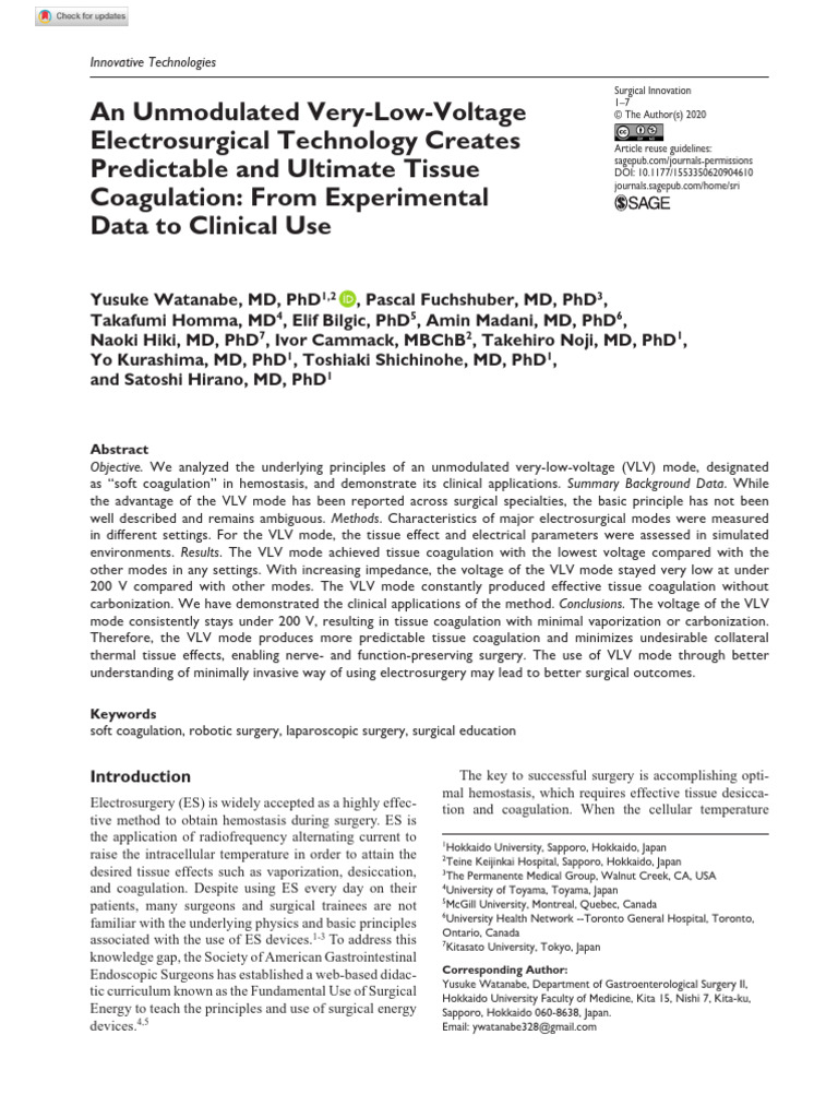 An Unmodulated Very-Low-Voltage Electrosurgical Te | PDF | Electrical ...