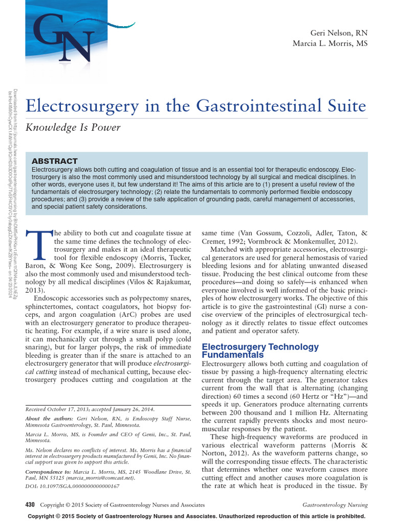 Electrosurgery in The Gastrointestinal Suite .4 | PDF | Medical ...
