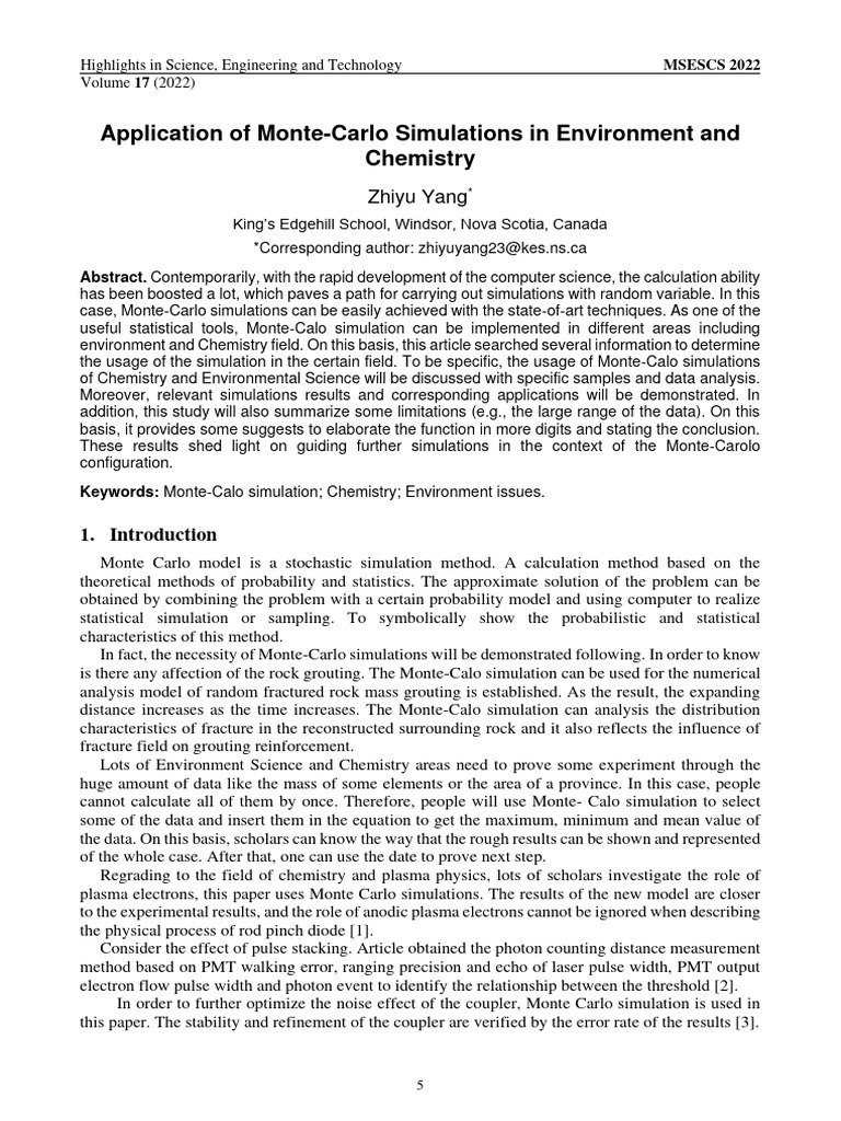 Application Of Monte Carlo Simulations In Environm Pdf Monte Carlo Method Adsorption