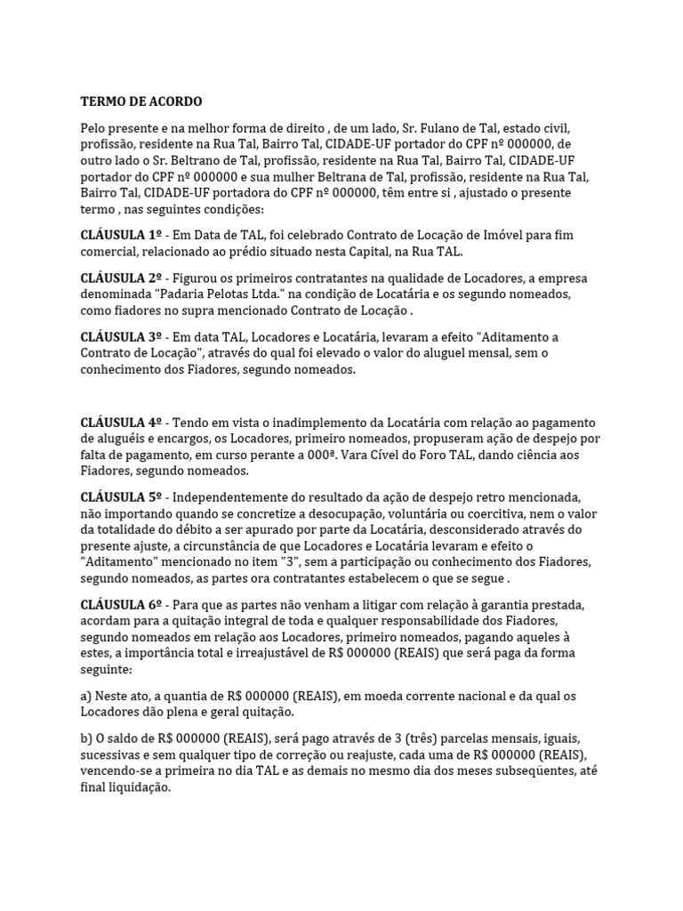 Modelo de Termo de Acordo (3) | PDF