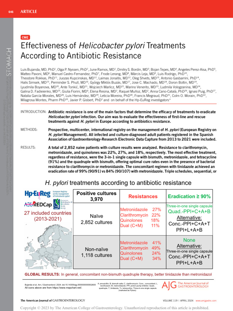 Pylera in H. pylori Treatment Efficacy | PDF | Clinical Medicine ...